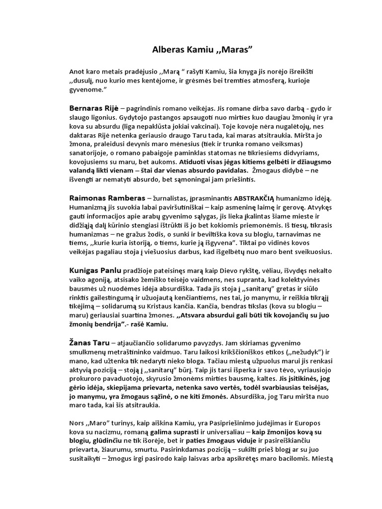 Alberas Kamiu ,,maras" | PDF