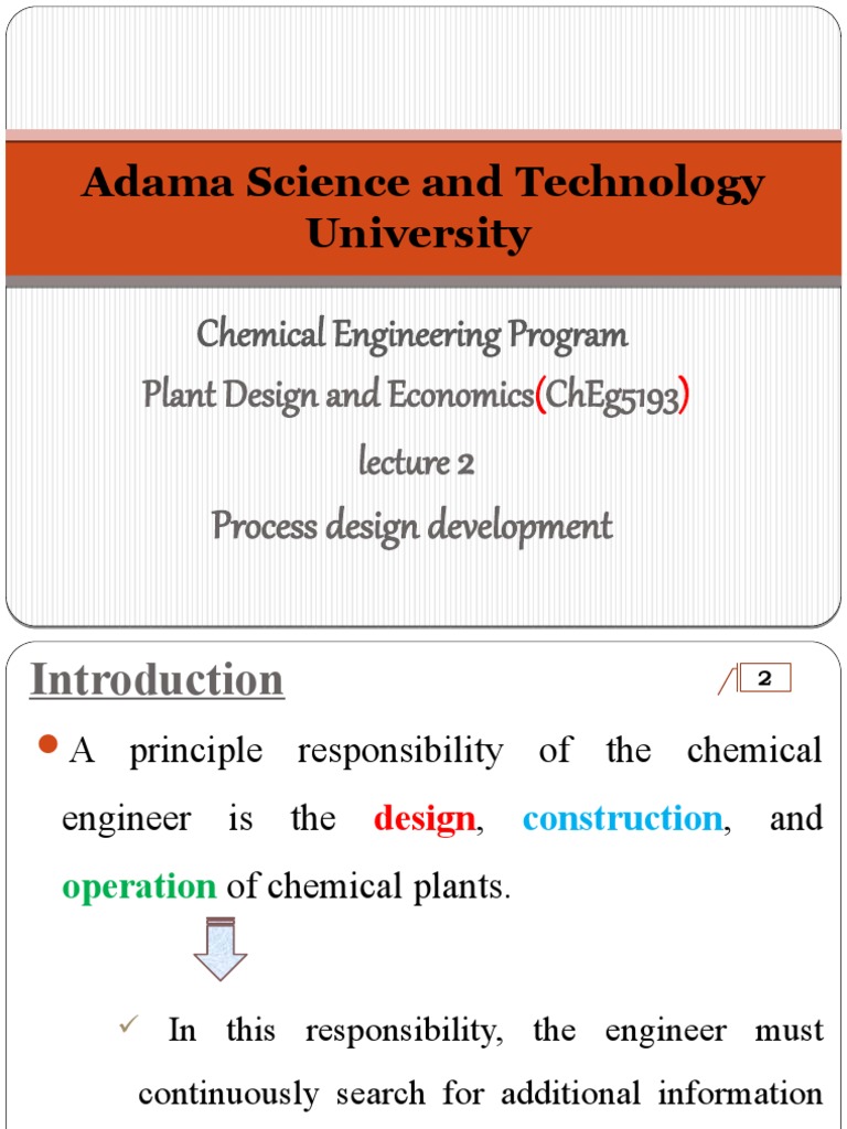 Adama Science and Technology University: Chemical Engineering Program | PDF | Chemical ...