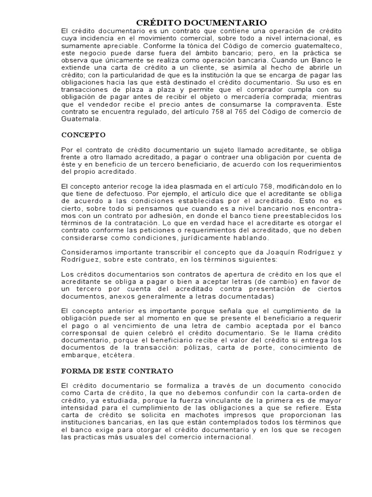 Guía sobre Crédito Documentario en Guatemala | PDF | Carta de crédito ...