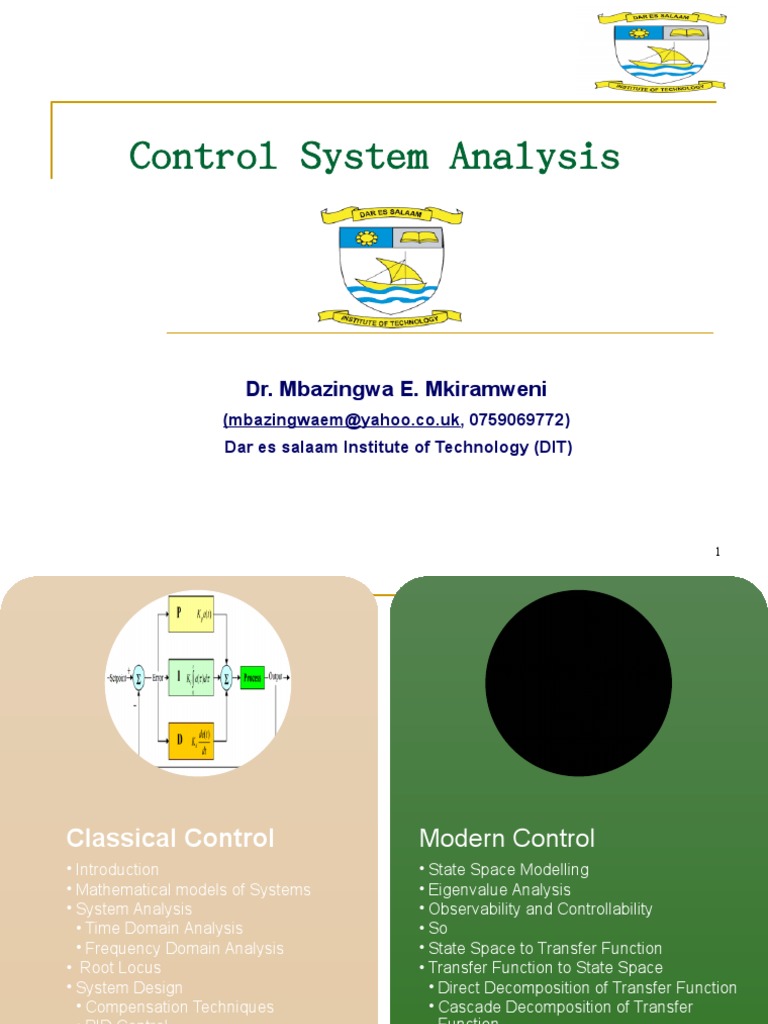 Control System Analysis: Dr. Mbazingwa E. Mkiramweni | PDF | Control ...