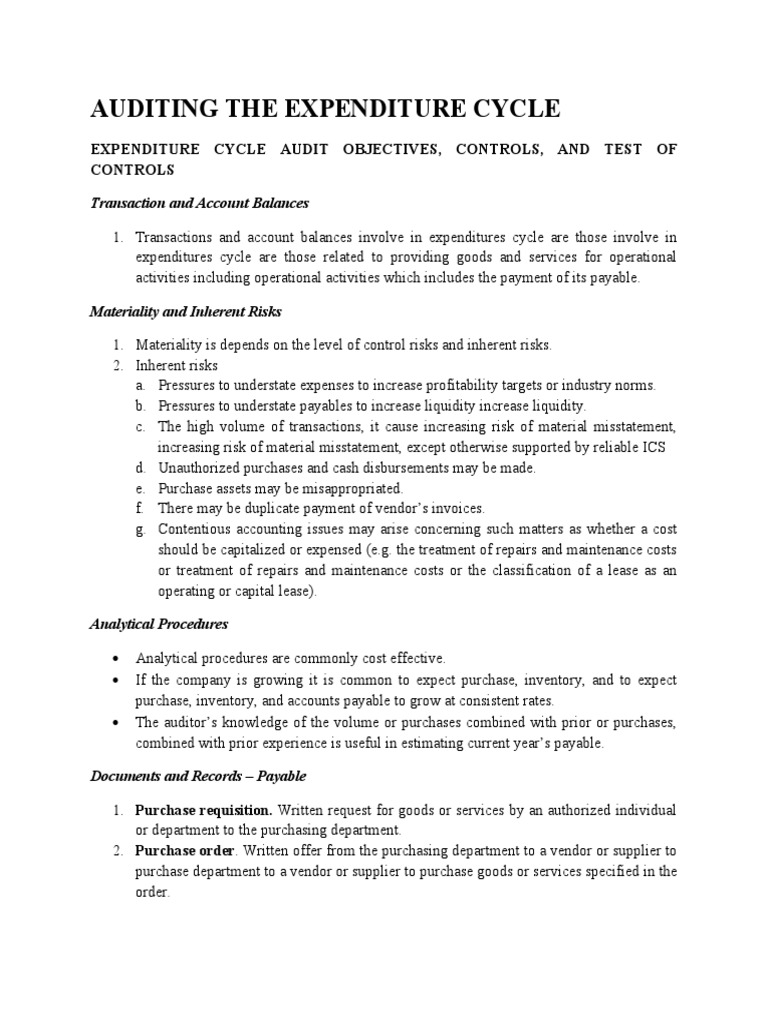 Expenditure Cycle Audit Overview | PDF | Accounts Payable | Cheque