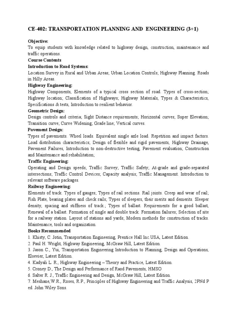 Transportation Engineering CH | PDF | Track (Rail Transport) | Economic ...