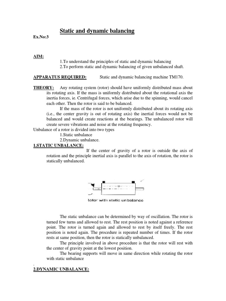 Static and Dynamic Balancing | PDF | Rotation Around A Fixed Axis | Rotation