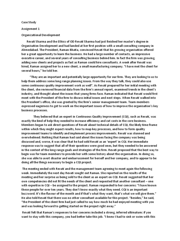 Assignment 1 Case Study OD | PDF | Organization Development | Business