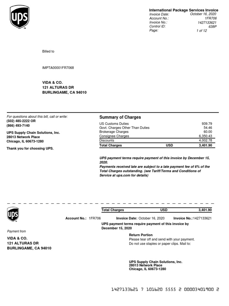 Billed To: International Package Services Invoice | PDF | Cargo | Customs