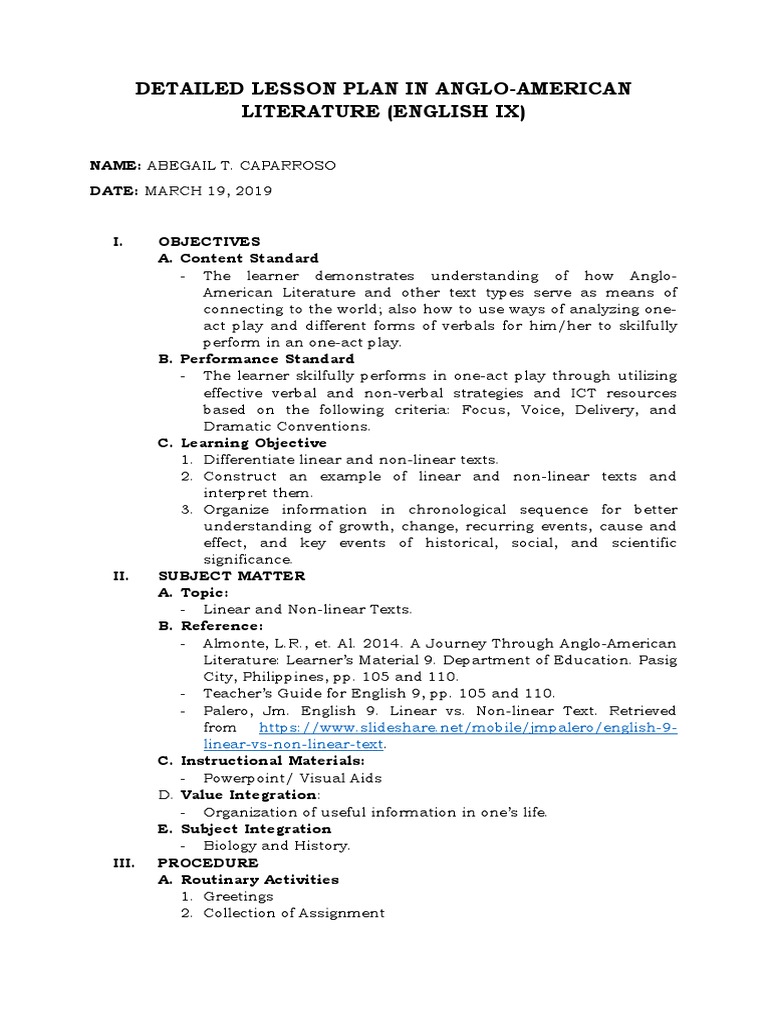 Linear and Nonlinear Lesson Plan | PDF | Butterfly | Pupa