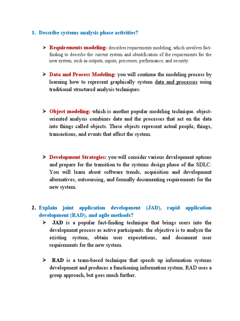 Chapter 4 System Analysis and Design (SAD) Note | PDF | Unified ...