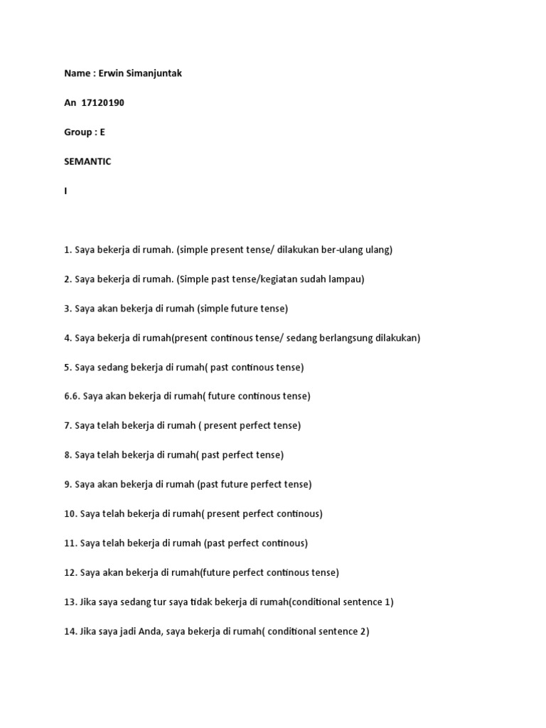 Erwin Simanjuntak UAS SEMANTIC | PDF | Grammatical Tense | Indonesia