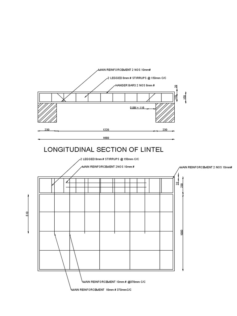 Lintel and Sunshade Reinforcement Details | PDF