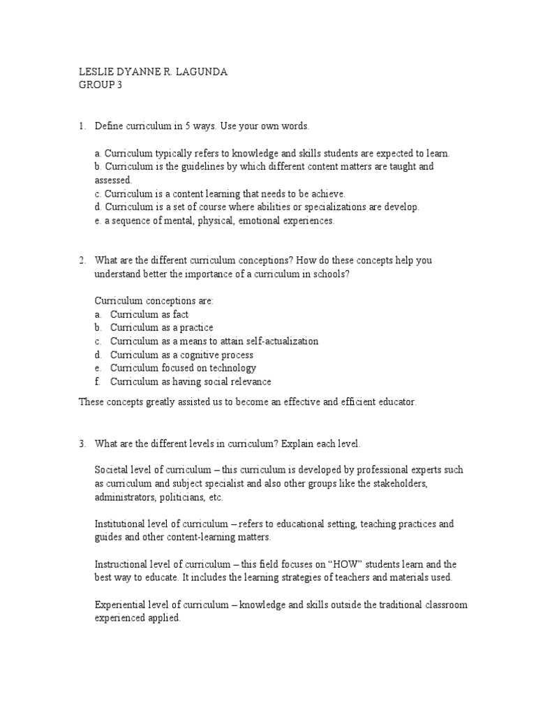 Define Curriculum in 5 Ways | PDF | Curriculum | Teachers