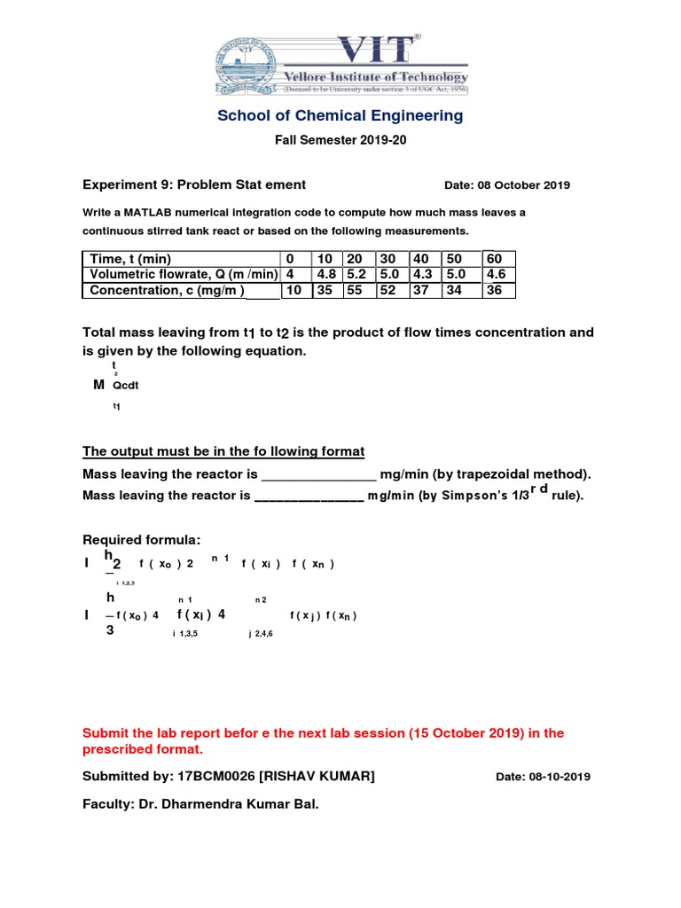 School of Chemical Engineering: Fall Semester 2019-20 | PDF ...