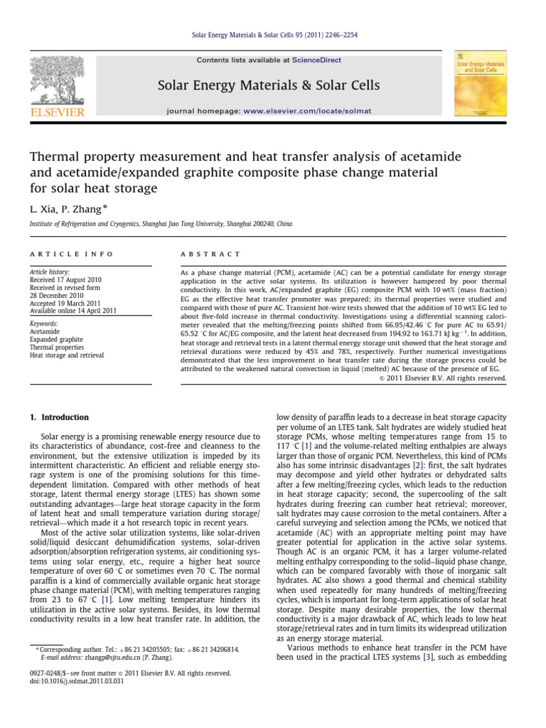 Thermal Properties and Heat Transfer of Acetamide/Expanded Graphite ...