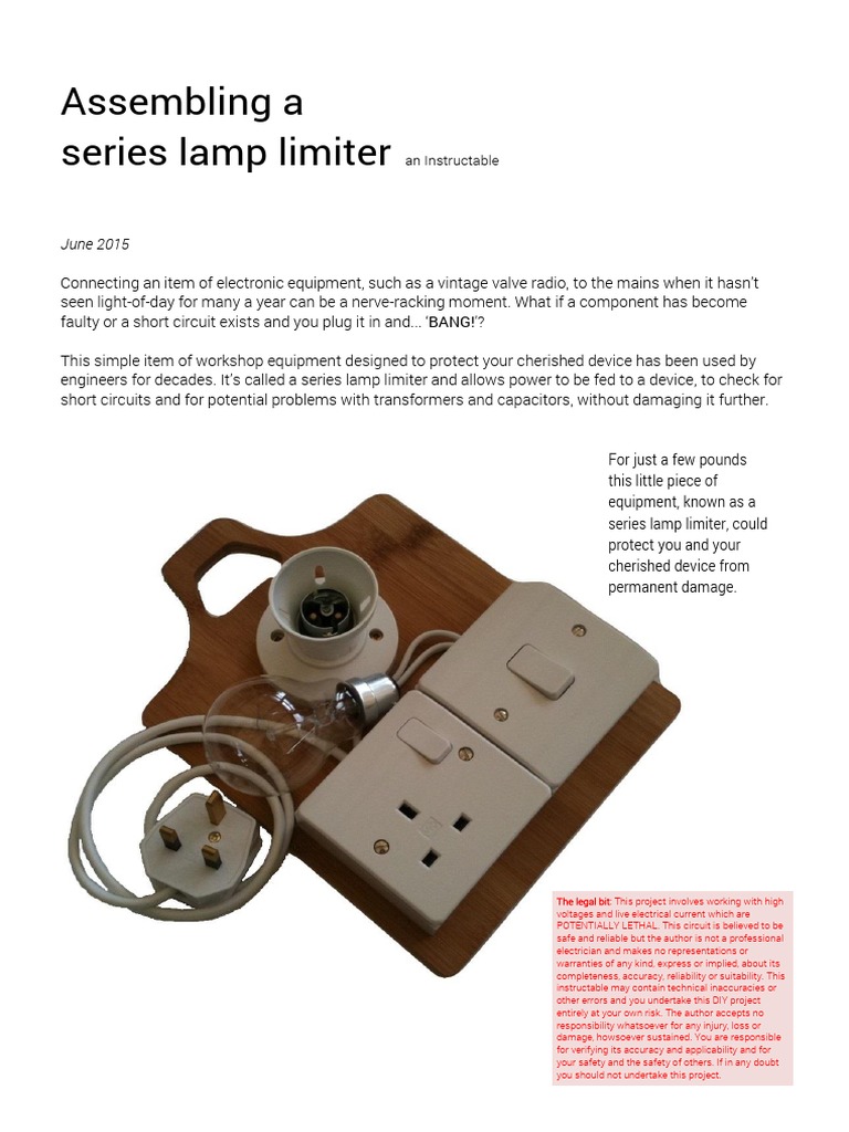 Build a Series Lamp Limiter Guide | PDF | Incandescent Light Bulb ...