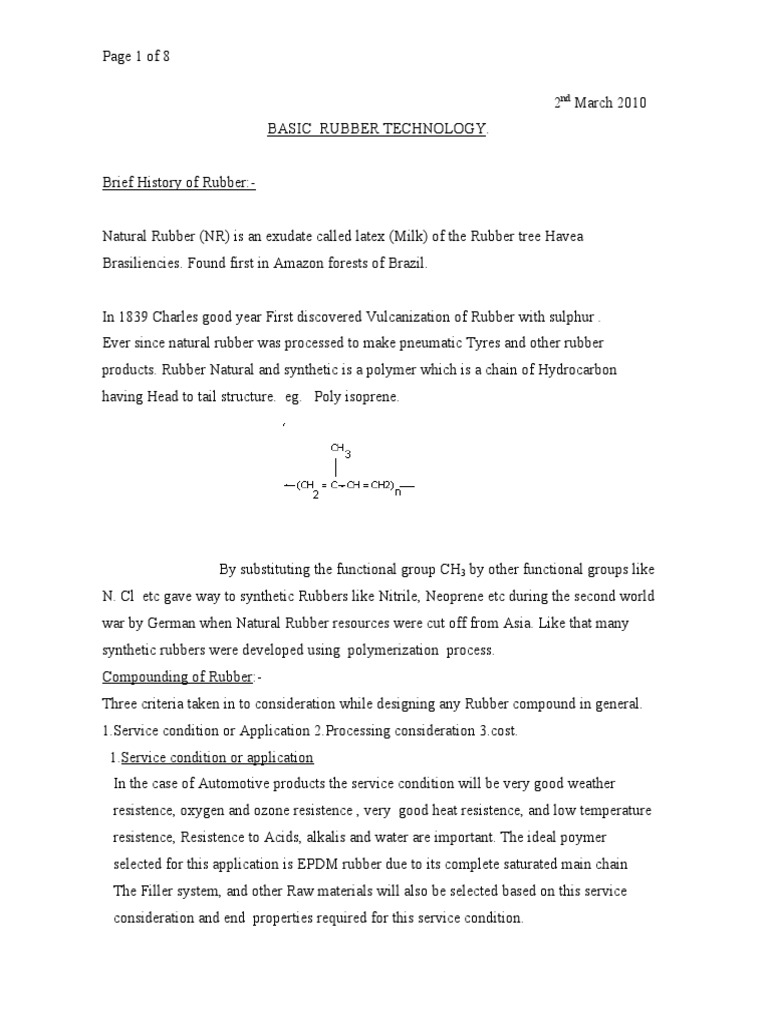 Basic Rubber Technology | PDF | Natural Rubber | Polymers