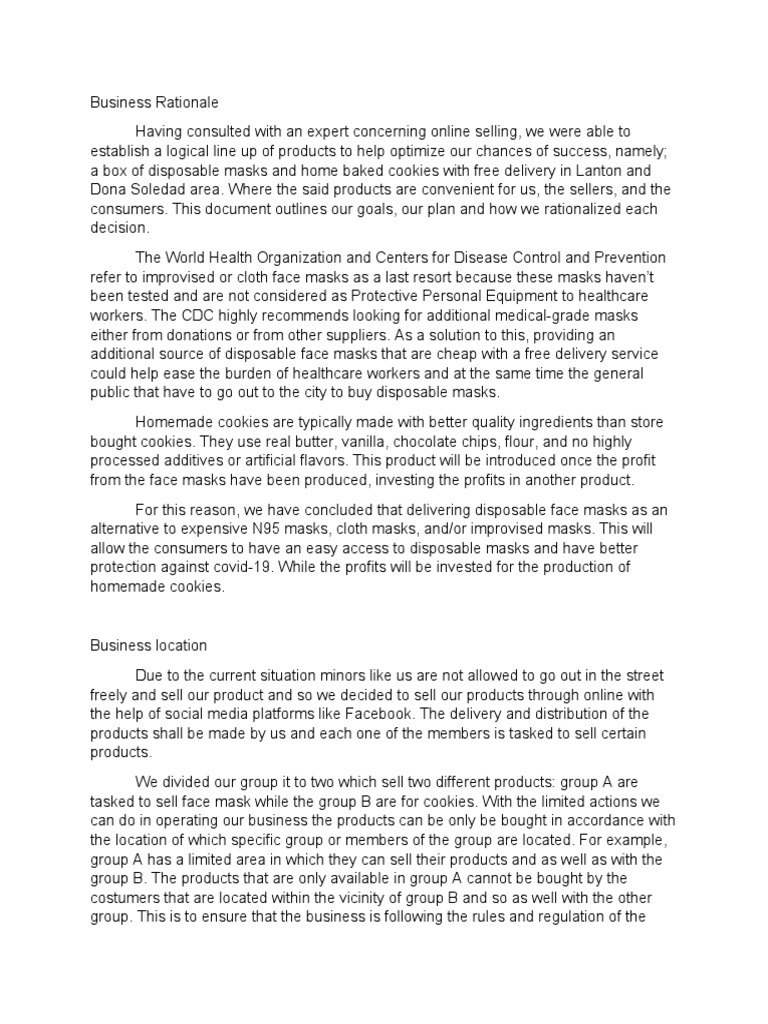 Example of Business Rationale | PDF | Business | Sales