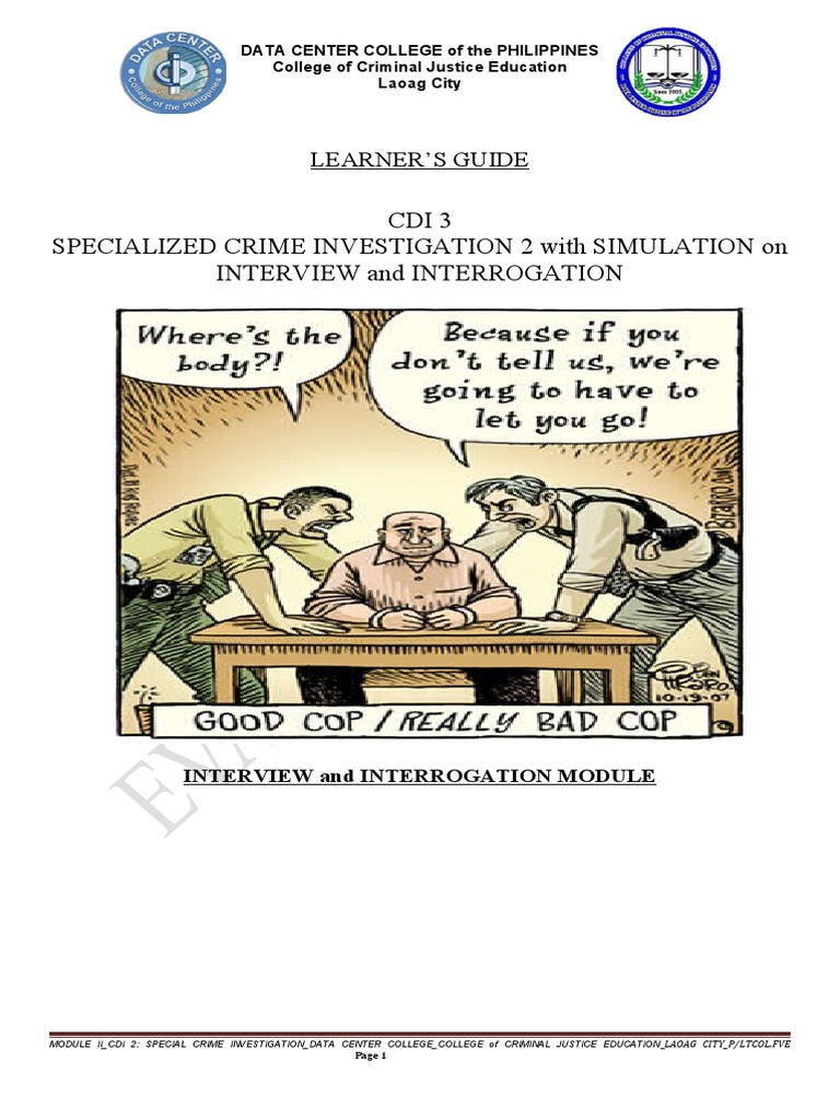 Cdi 3 Specialized Crime Investigation 2 With Simulation On Interview