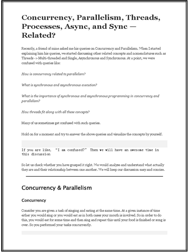 Concurrency, Parallelism, Threads, Processes, Async, and Sync - Related ...