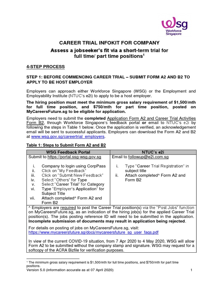 Career Trial - Infokit - Company - v5 - 07042020 | PDF | Verification And Validation | Employment