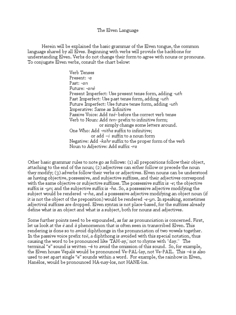 Elven Dictionary | PDF | Verb | Adjective