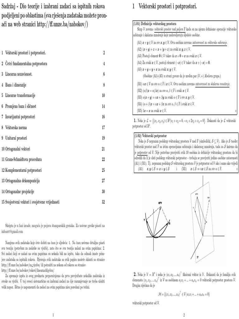Linearna Algebra Zadaci Sa Ispitnih Rokova Rjesenja 2na1 PDF | PDF