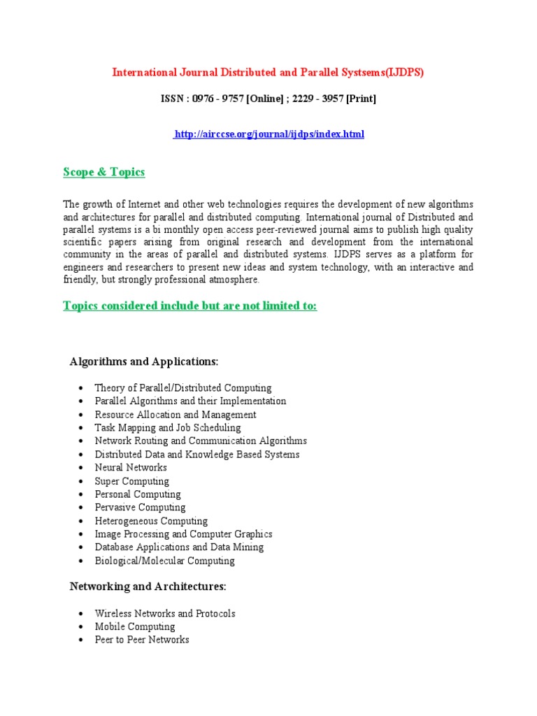 International Journal Distributed and Parallel Systsems (IJDPS) | PDF ...
