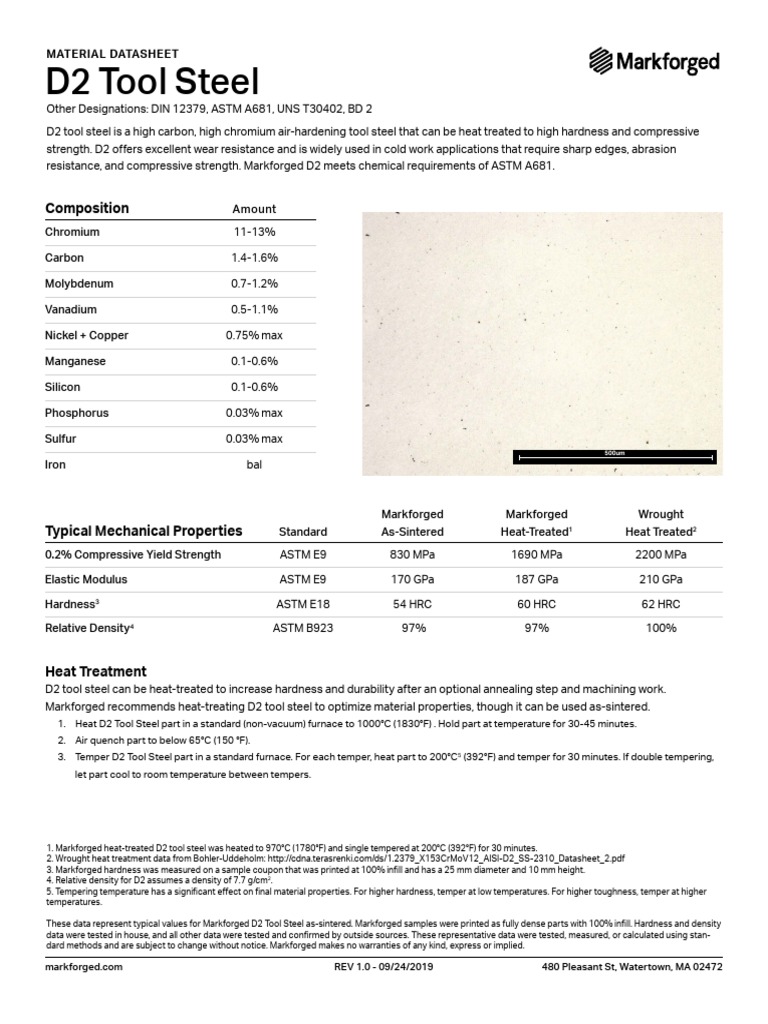 D2 Tool Steel | PDF | Steel | Heat Treating