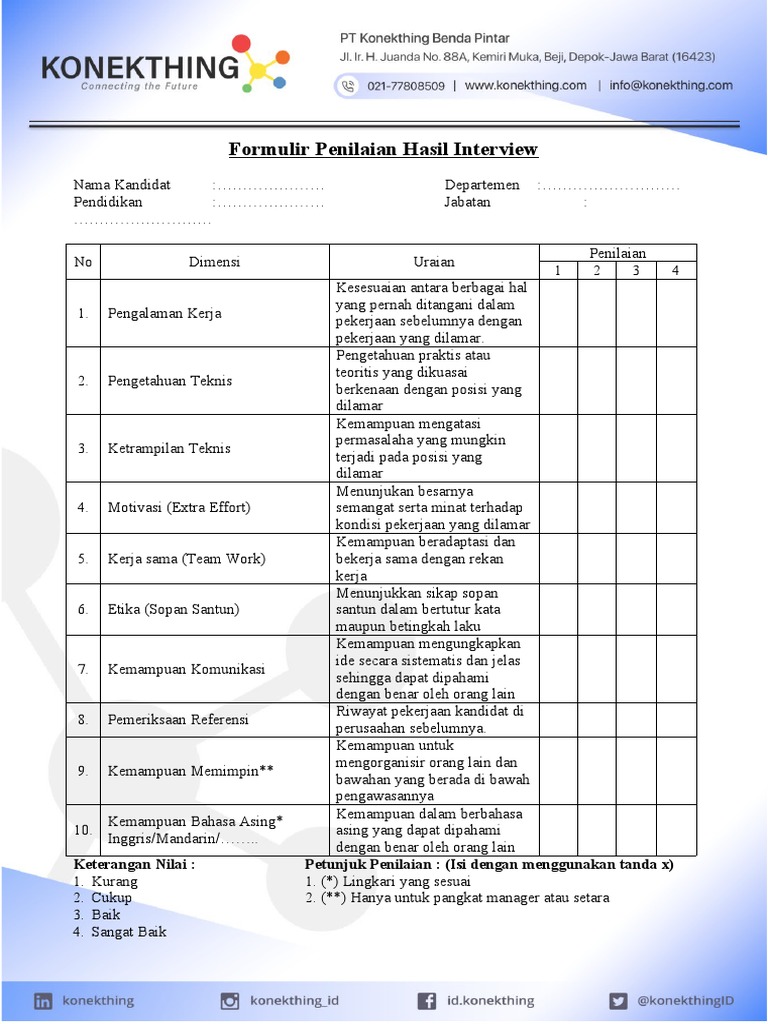 Form Hasil Interview | PDF