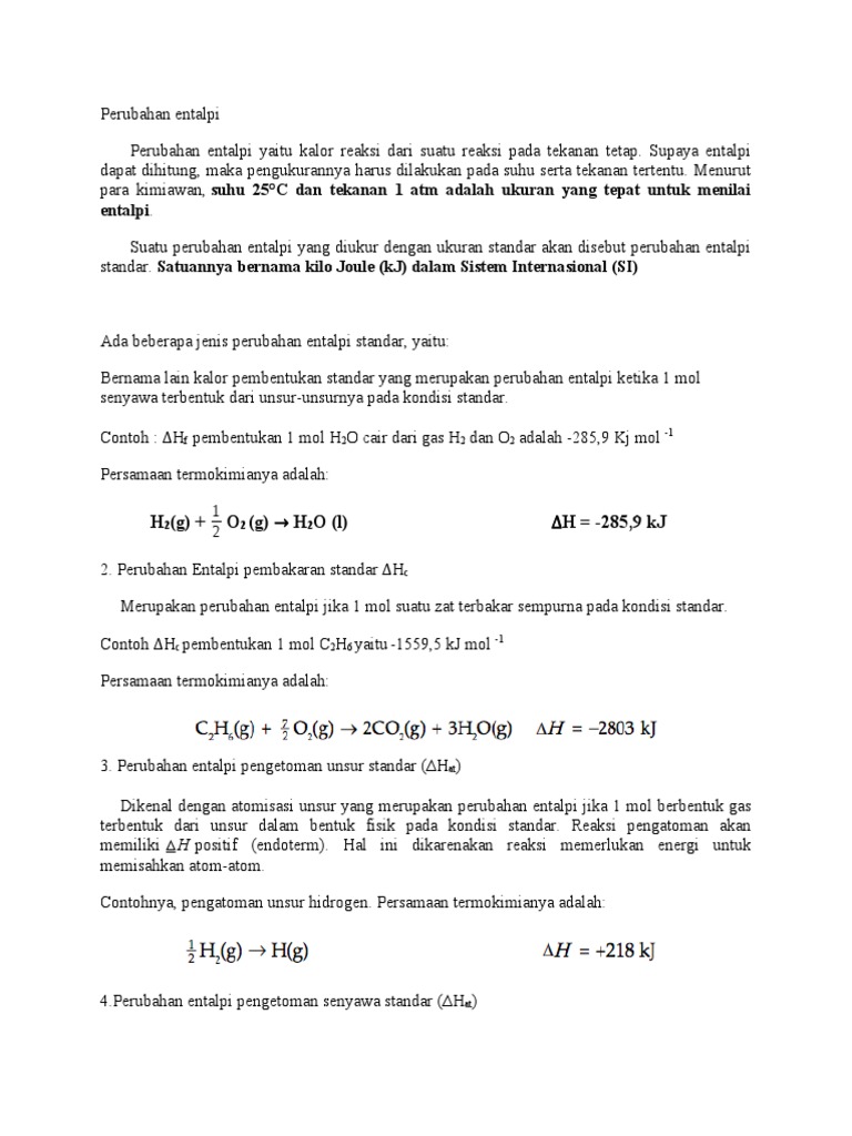 Perubahan Entalpi | PDF | Sains & Matematika