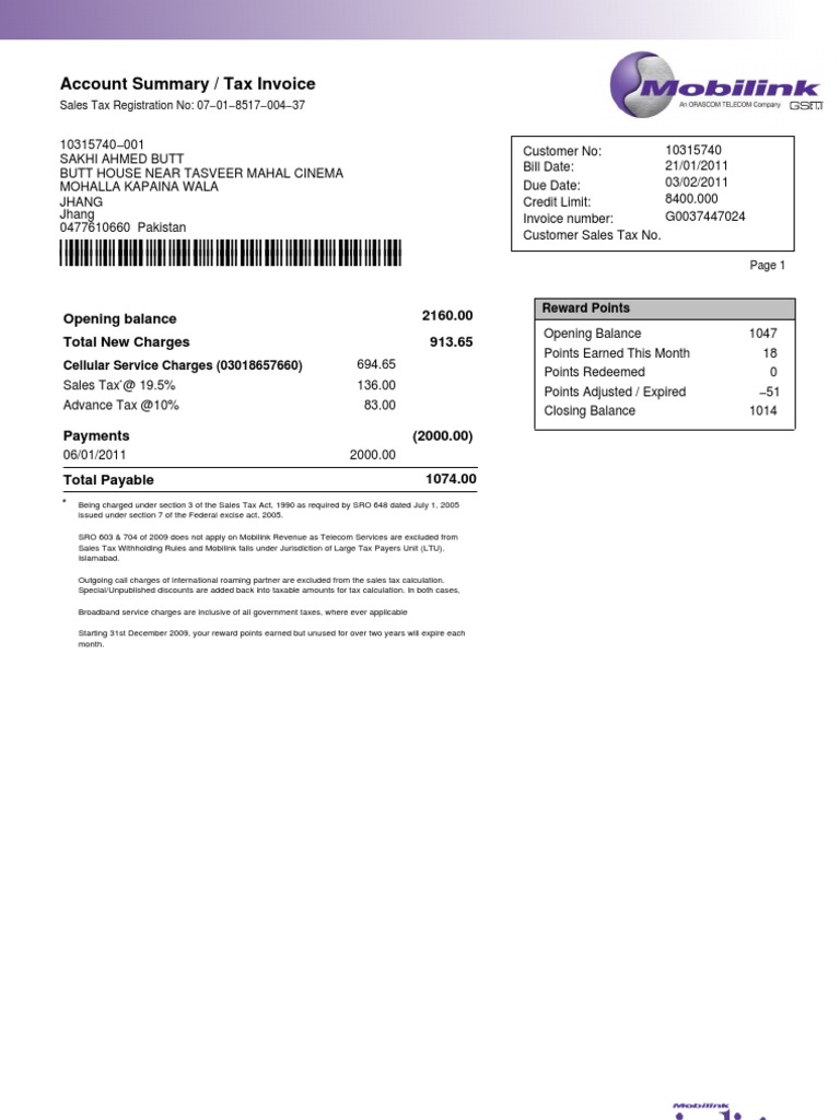 Mobile Account Summary and Invoice | PDF | Invoice | Payments
