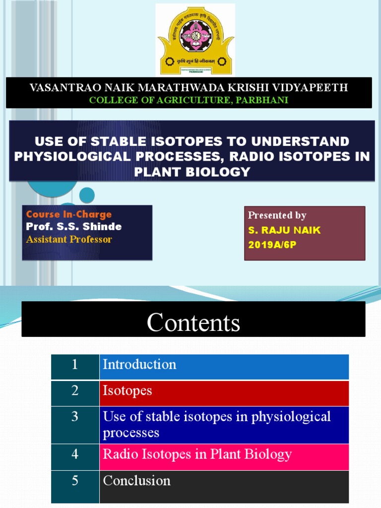 Use of Stable Isotopes To Understand Physiological Processes, Radio ...