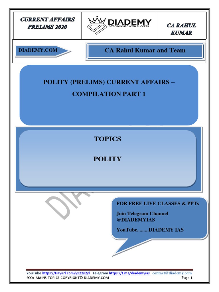 Polity Current Affairs Compilation Part 1 Pdf Supreme Court Of