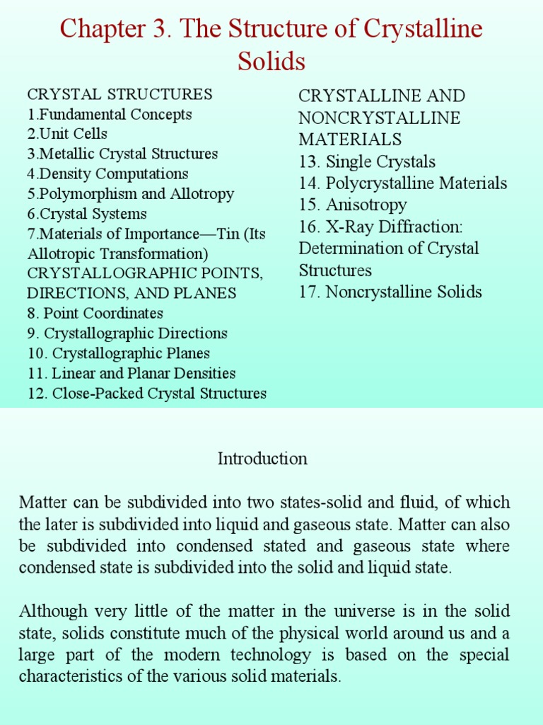 Chapter 3. The Structure of Crystalline Solids | PDF | Crystal ...