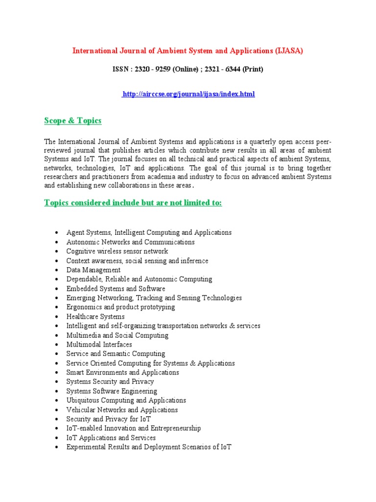 International Journal of Ambient System and Applications (IJASA) | PDF ...