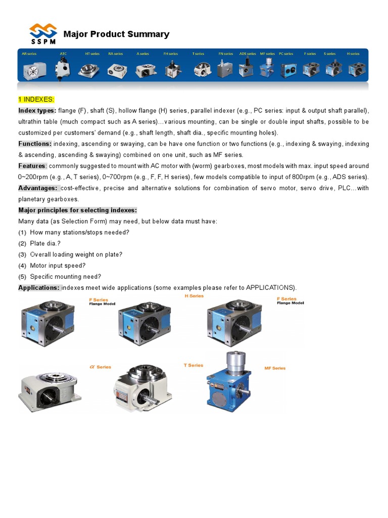 SSPM Major Product Summary | PDF | Transmission (Mechanics) | Electric ...
