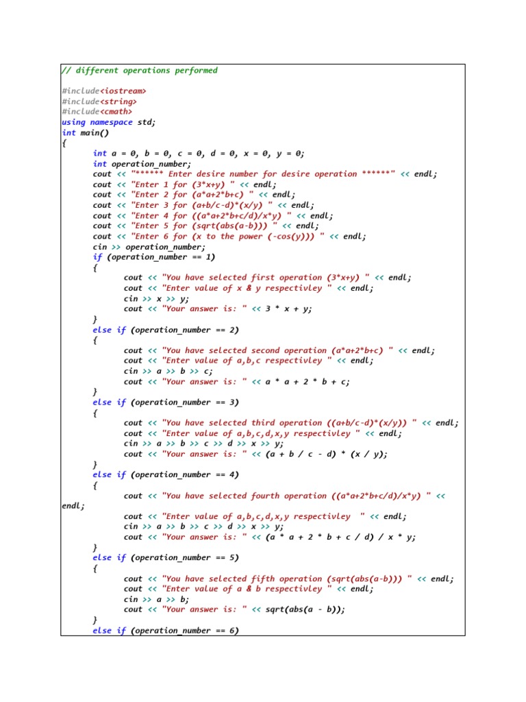 Different Arthematic Operations Performed | PDF