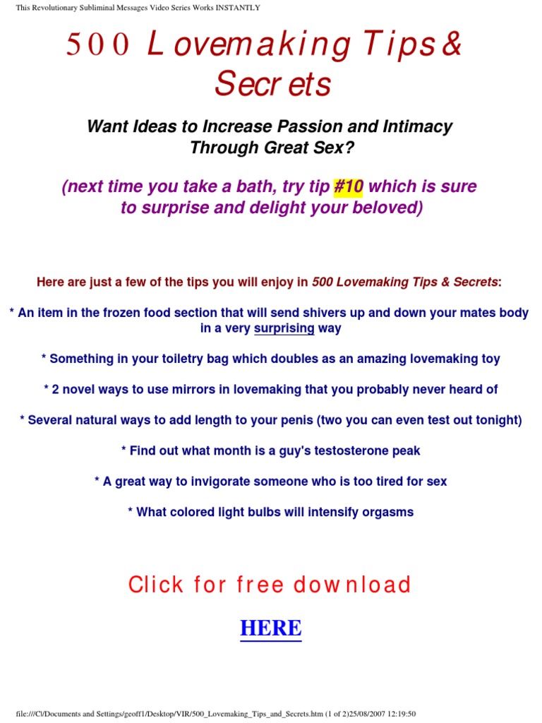 500 Lovemaking Tips &: Secrets | PDF