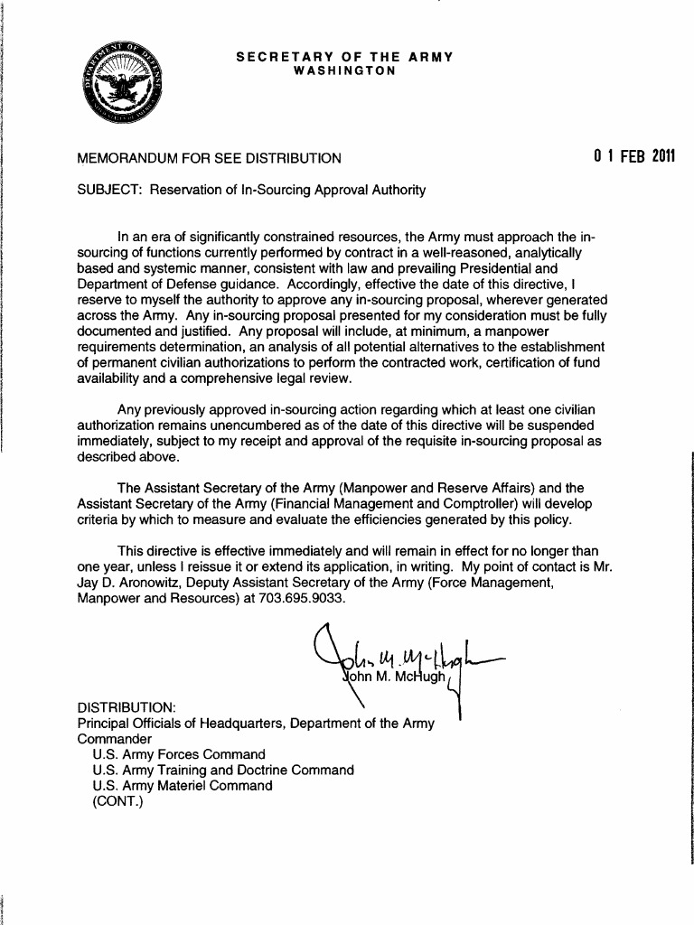 Army Memo | PDF | United States Army | Army