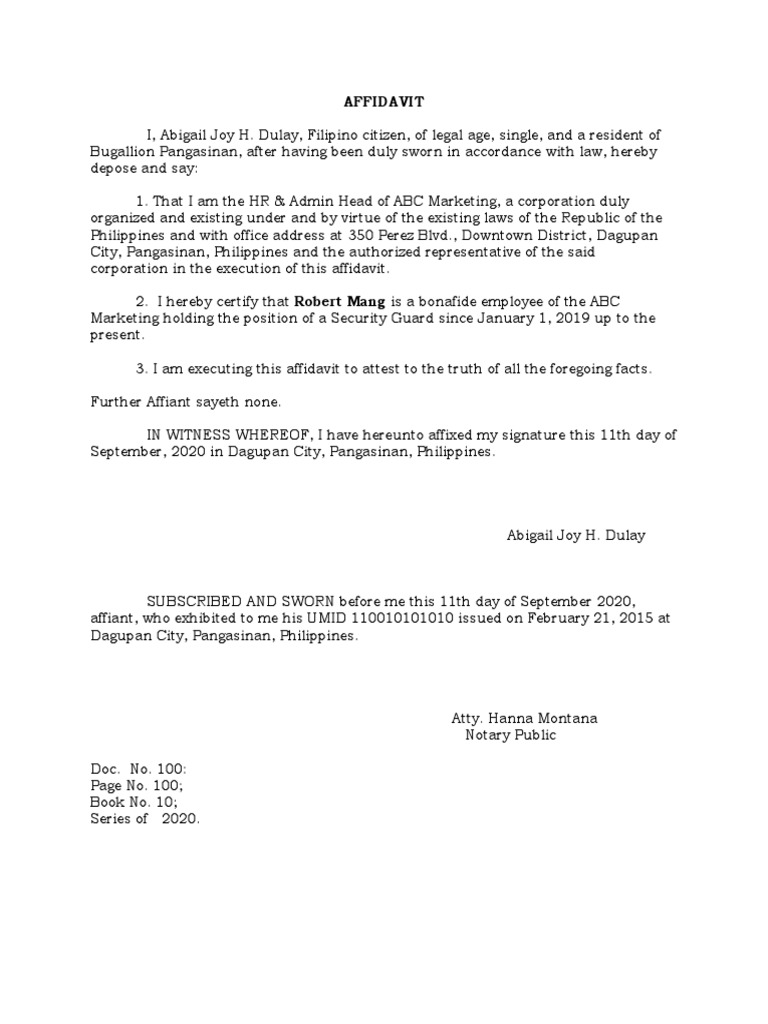 AFFIDAVIT | PDF | Affidavit | Comparative Law