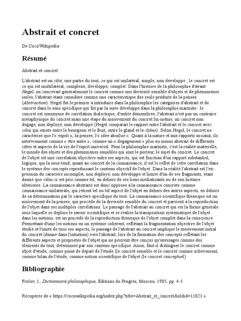 Abstrait et Concret en Philosophie | PDF | Abstraction | Georg Wilhelm ...