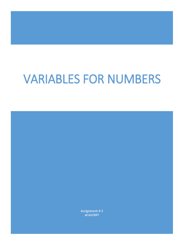 JavaScript Variables for Numbers Assignment | PDF