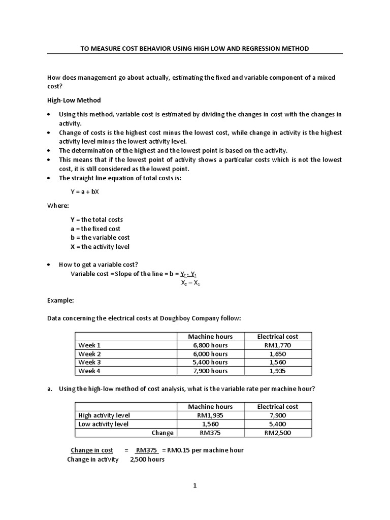 Topic 3 TO MEASURE COST BEHAVIOR USING HIGH LOW AND REGRESSION METHOD | PDF | Estimation Theory ...