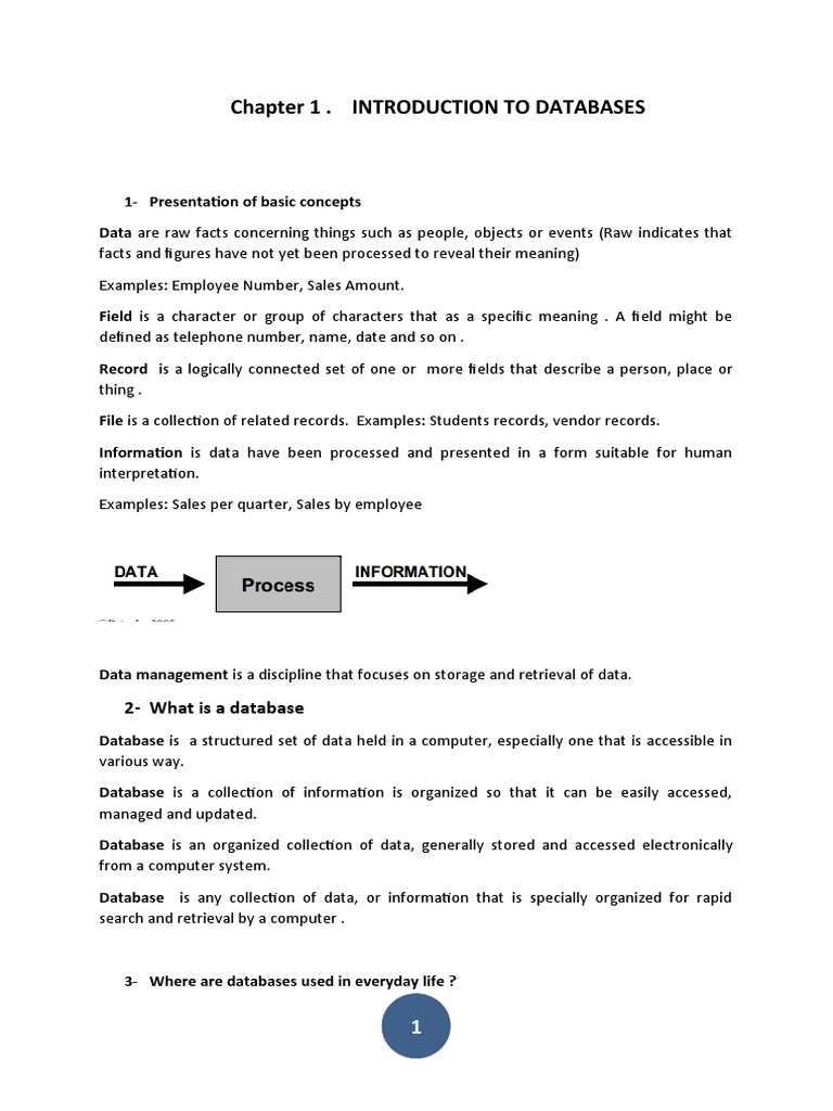 Chapter 1 - Introduction To Databases: 2-What Is A Database | PDF ...