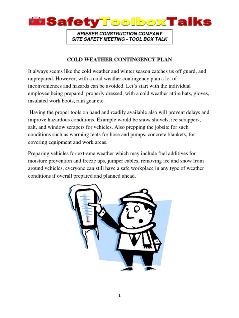 Cold Weather Contingency Plan Dave Frazier1 | PDF | Business | Computers