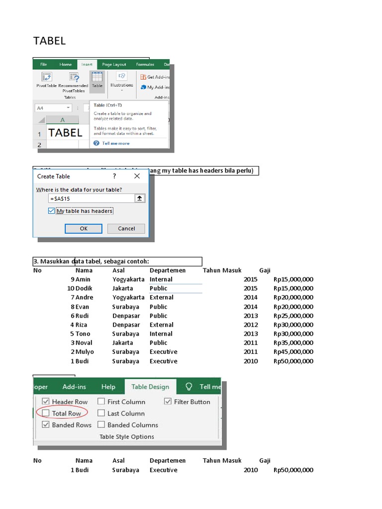 Template Excel Training | PDF