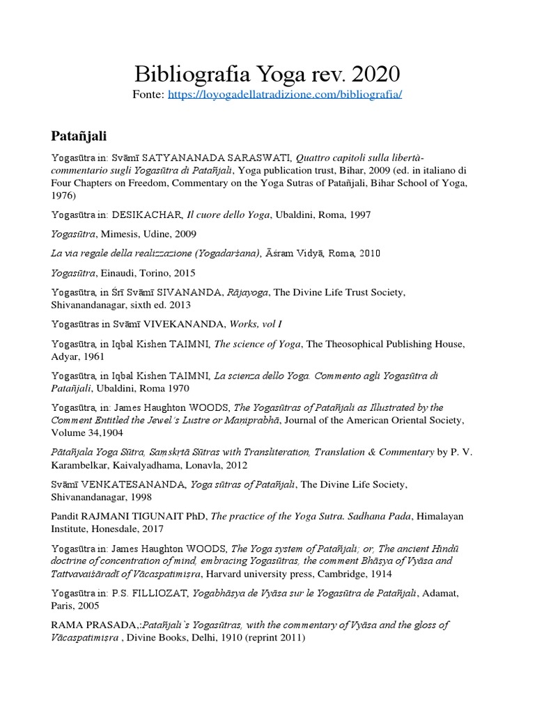 Yoga Bibliography - Rev. 2020 PDF | PDF | Yoga Sutras Of Patanjali ...