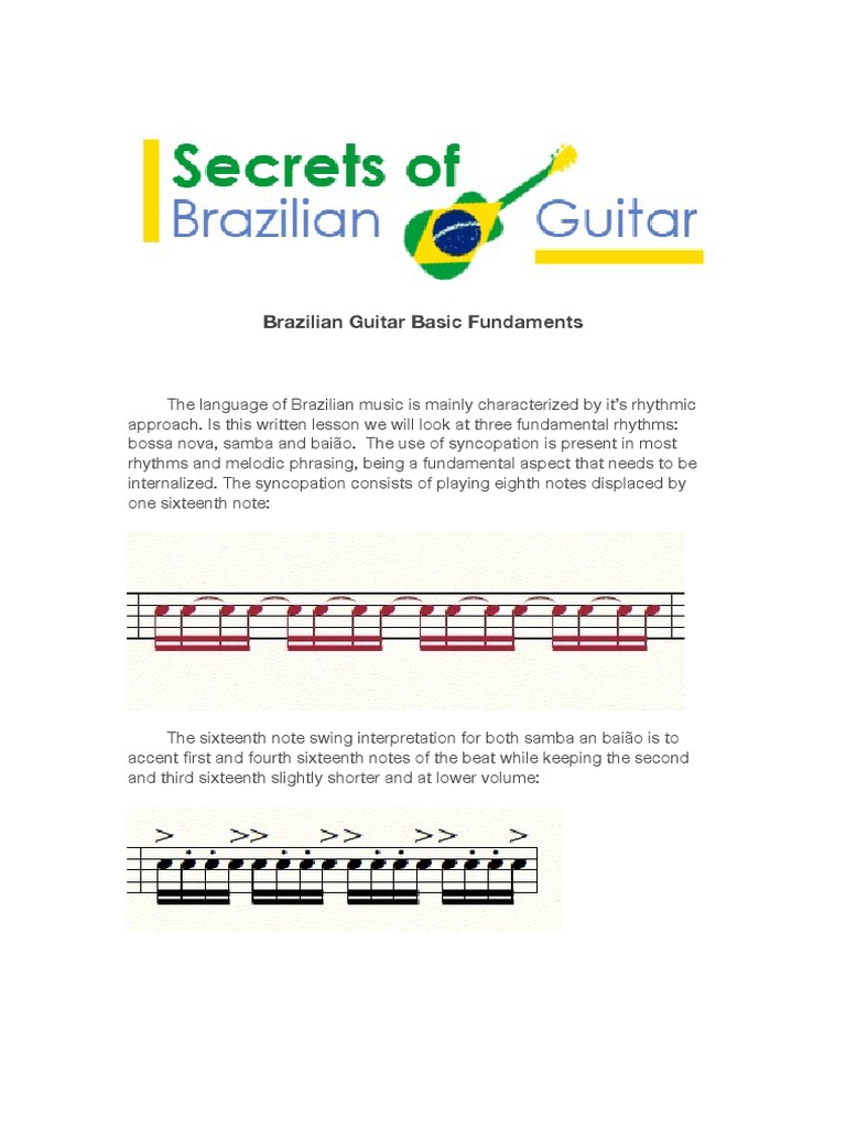 Brazilian Guitar Fundamentals: Bossa Nova, Samba, Baião Rhythms | PDF ...