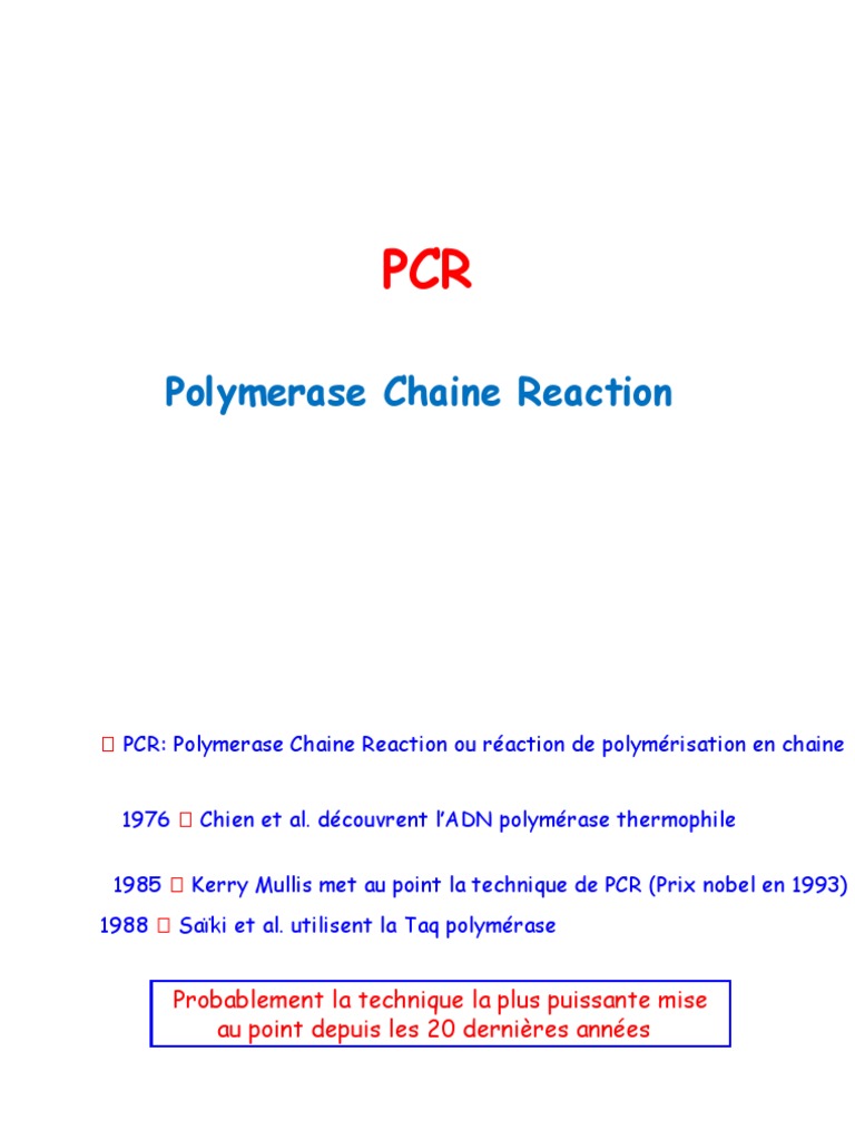 Cours 8 PCR | PDF | Réaction en chaîne par polymérase | Séquençage de l'ADN