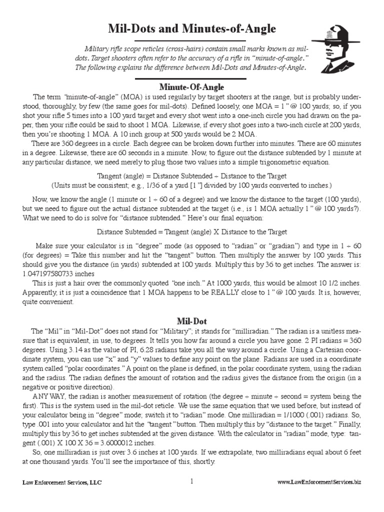 Mil Dots & MOA | PDF | Minute And Second Of Arc | Scientific Observation