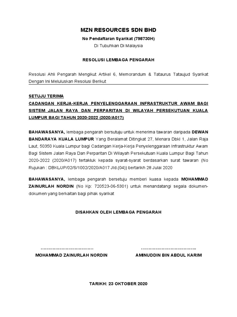 Surat Resolusi | PDF