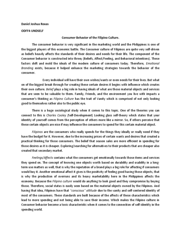 Consumer Behavior of The Filipino Culture | PDF | Consumer Behaviour ...